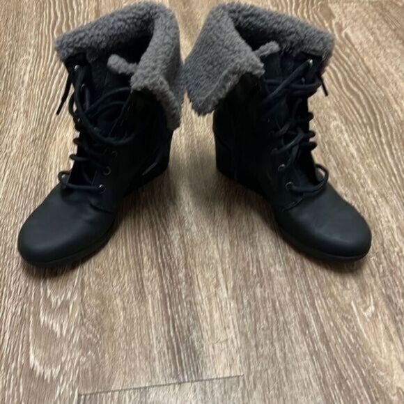 UGG | Shoes | Uggzeablackwaterproofwedgeleathershearlingboots | Poshmark